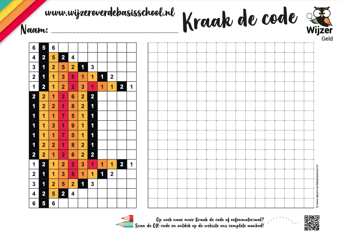 Kleurplaat en Kraak de code thema Geld - PDF downloaden
