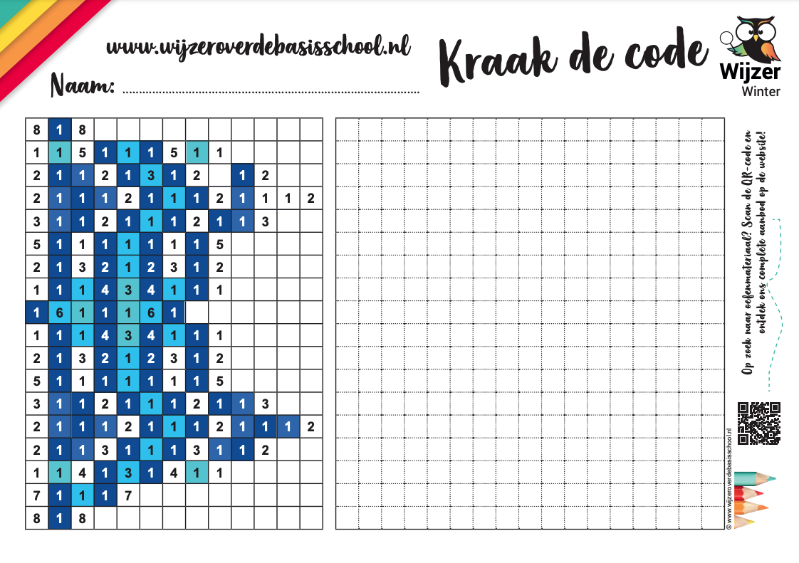 Kleurplaat en Kraak de codes thema Winter - PDF downloaden